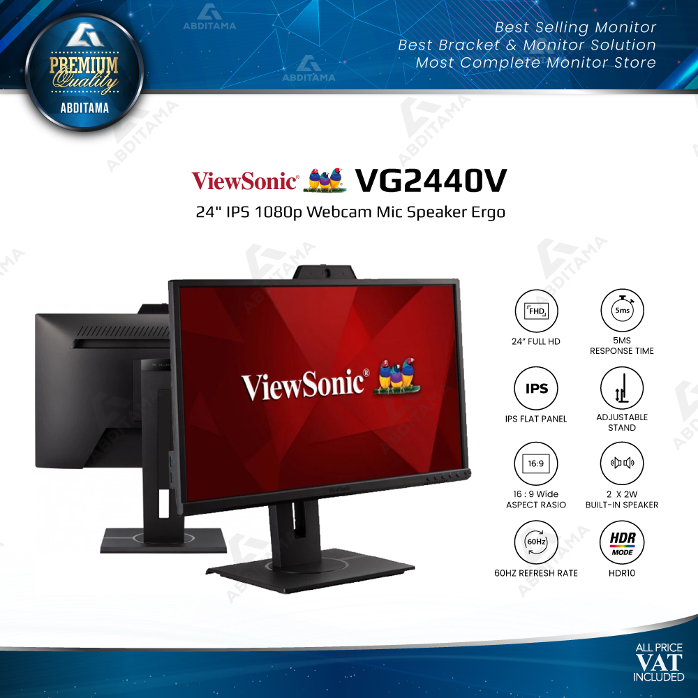 Jual Monitor LED Viewsonic VG2440V 24" IPS 1080p Webcam Mic Speaker ...