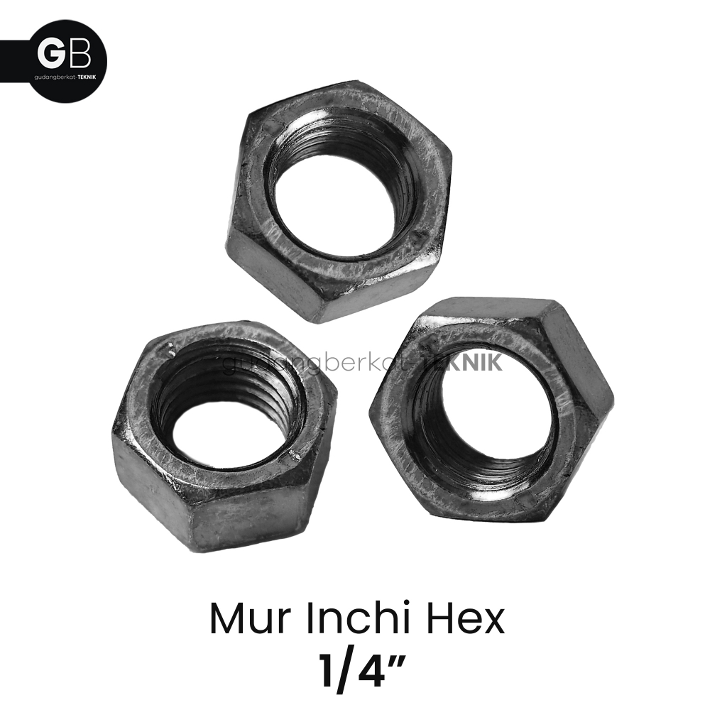 Jual Mur Inchi 1/4" Hitam Hex Nut Only 1/4 Inch Kunci 10 | Shopee Indonesia