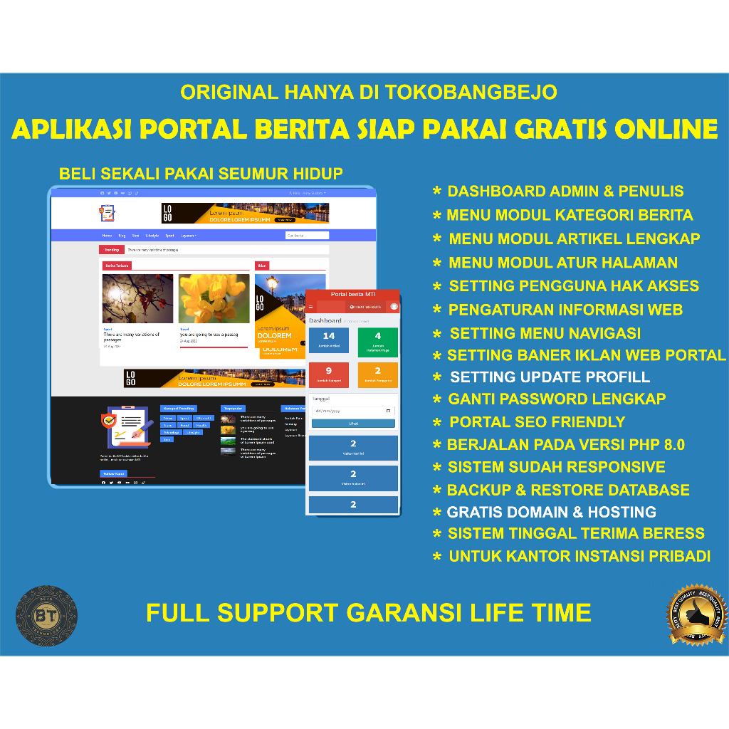 Jual APLIKASI WEB SOURCE CODE SISTEM INFORMASI PORTAL BERITA LENGKAP ...