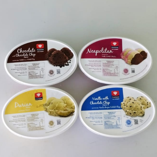 Jual Diamond Ice Cream Kemasan 700ml Rasa Durian, Neapolitan, Vanilla ...