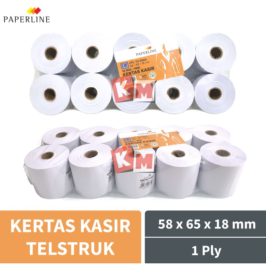 Jual Kertas Struk Kasir Paperline 58 x 65 mm 1 Ply HVS Roll Telstruk 58x65 | Shopee Indonesia