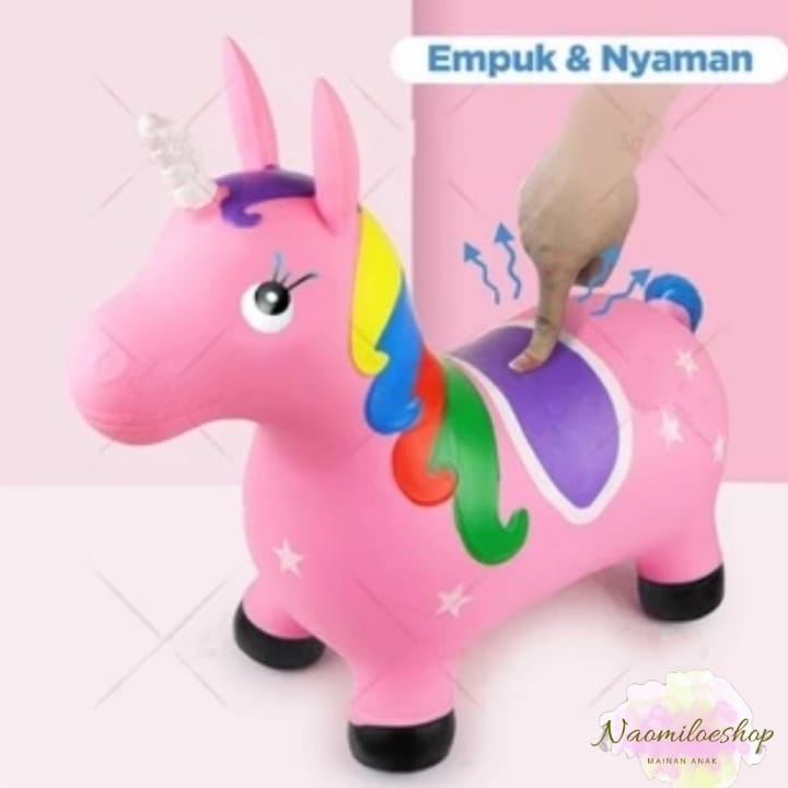 Jual PREMIUM Mainan kuda-kudaan unicorn anak, Mainan loncat kuda karet ...
