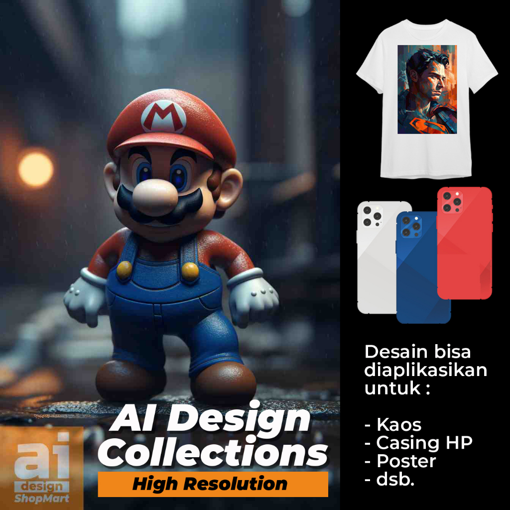 Jual Design AI Generated Hi-Res - Mario Bros 01 | Shopee Indonesia