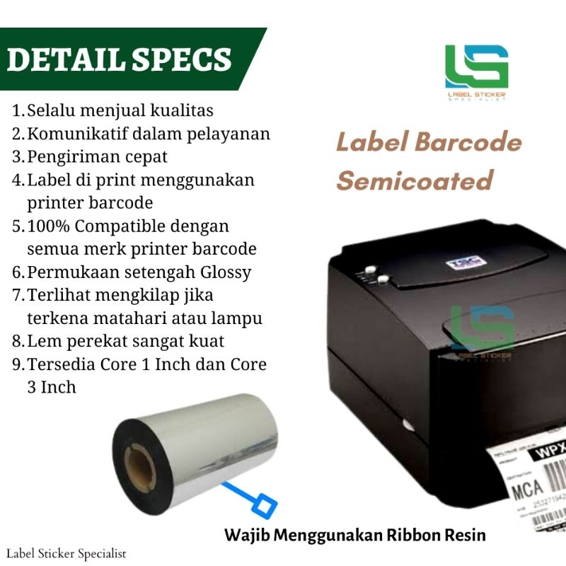Jual Label Barcode 40x20 MM (2 Line) Kertas Sticker Label Semicoated ...