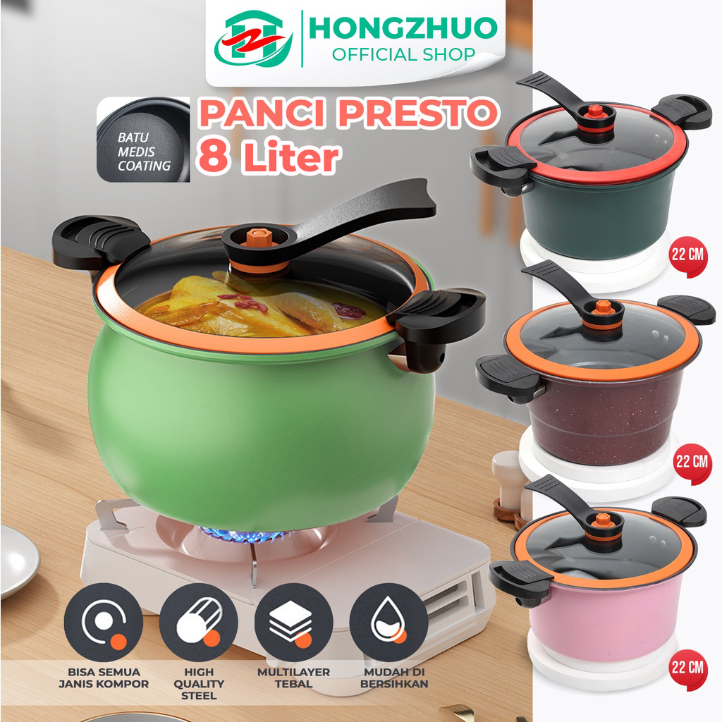 Jual Hongzhuo Panci Presto 8 Liter Premium Quality Wajan Presto Kokoh Coating Batu Medis ...