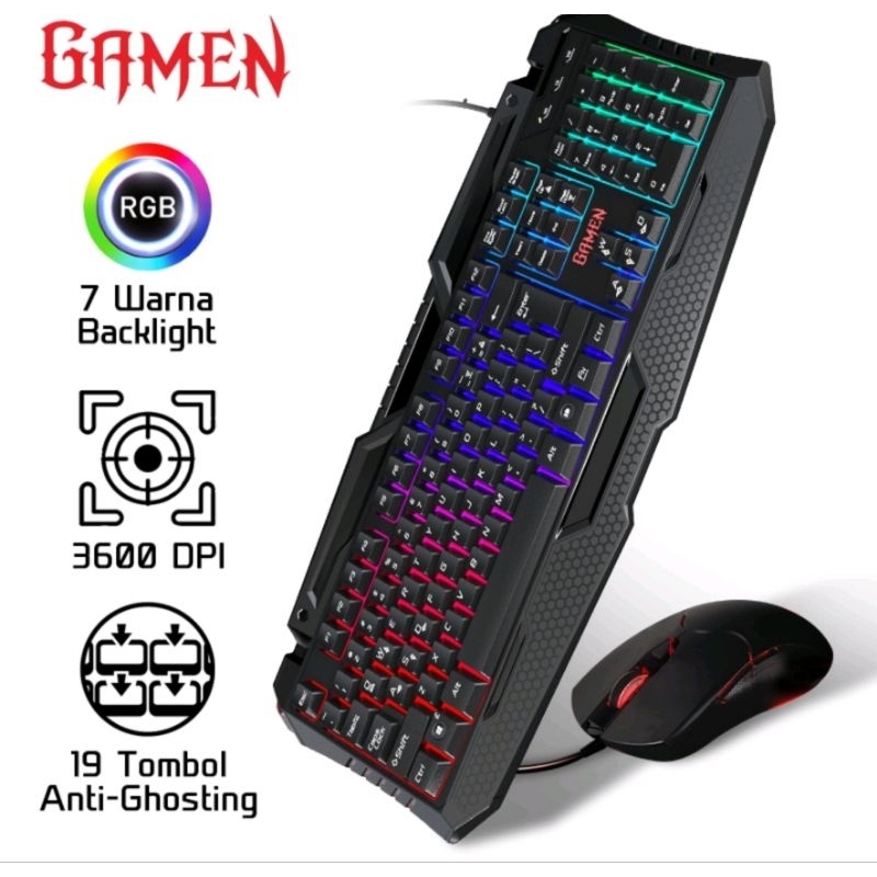 Jual keyboard gaming gamen station 2 / keyboard + mouse gaming gamen ...