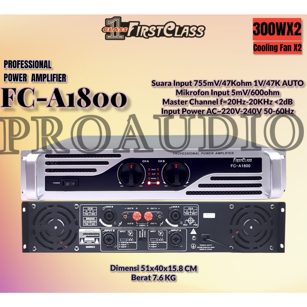 Jual POWER AMPLIFIER FIRSTCLASS FC A1800 FC A 1800 FCA1800 ORI FIRST ...