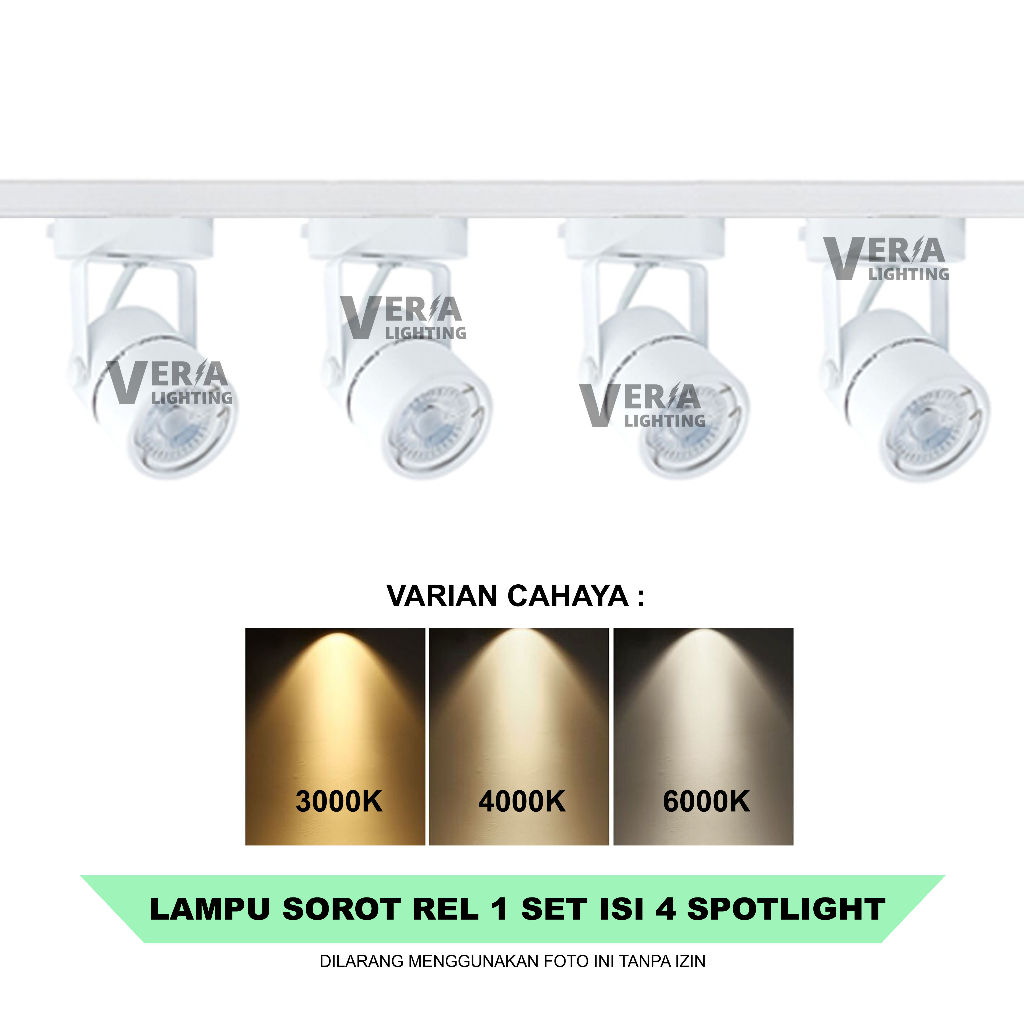 Jual Lampu Sorot Rel 1 Set isi 4 LED Track Light Rell Spotlight Dimmable | Shopee Indonesia