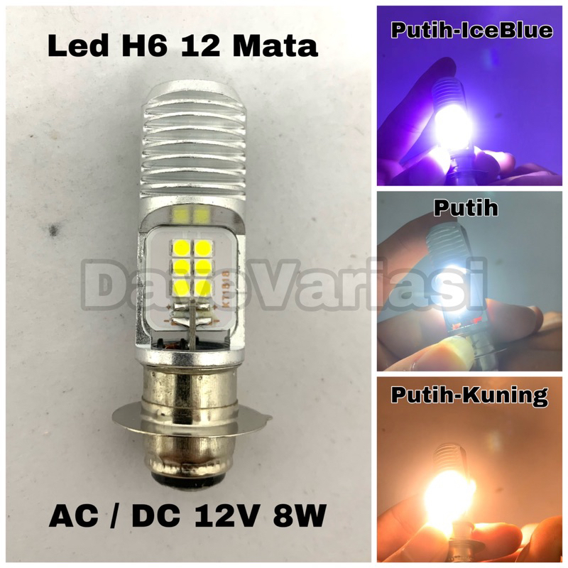 Jual Lampu LED H6 12 Mata 12V 8W AC/DC Universal Motor Matic Dan Bebek ...