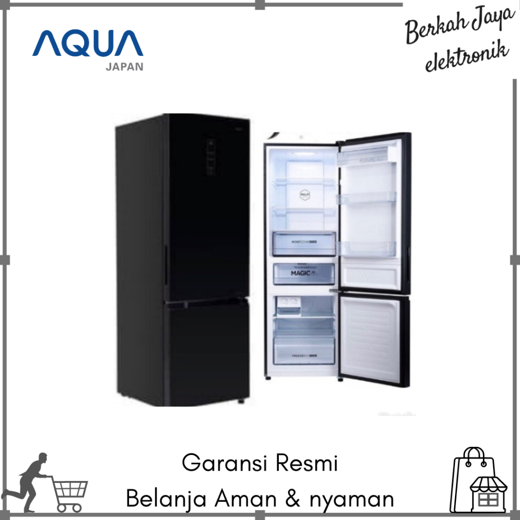Jual Kulkas Freezer Bawah Aqua AQR-290 RBG (BK) 2 Pintu | Shopee Indonesia