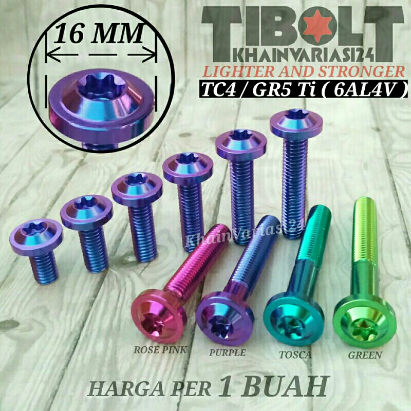 Jual Baut titanium Big head Gr5 M8 drat baut 12 M8 x 15 20 25 30 35 40 45 50 55 60 70 | Shopee ...