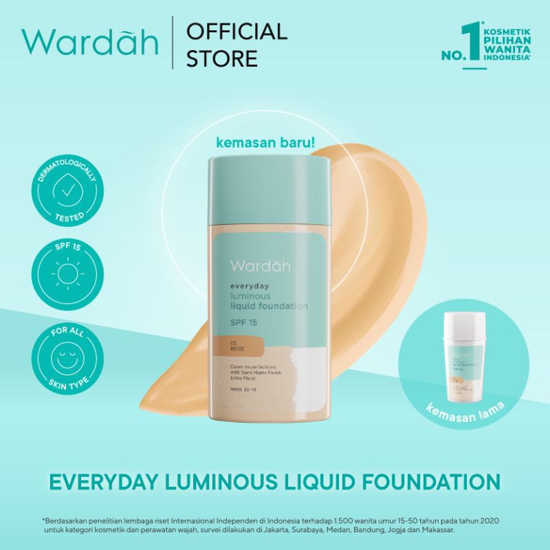 Jual Wardah Everyday Liquid Foundation (02 Light Beige) | Shopee Indonesia