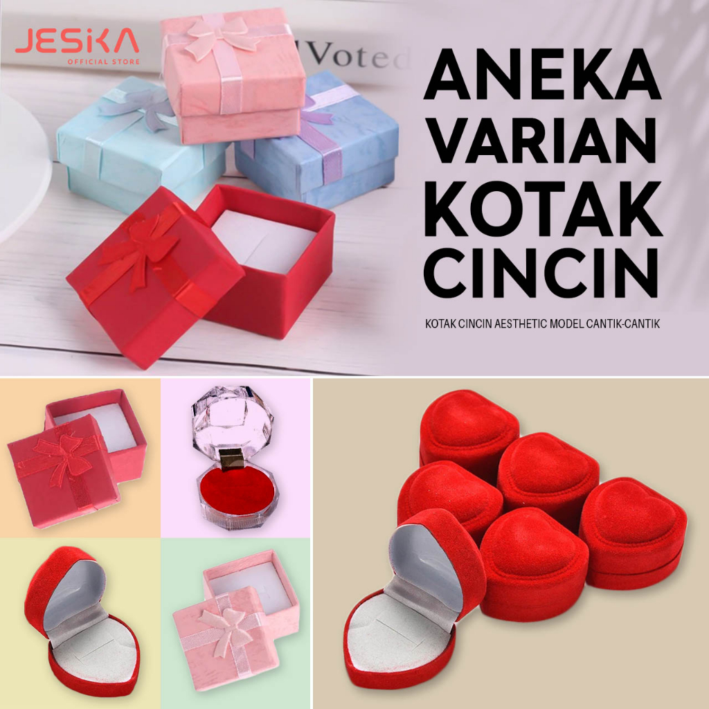 Jual Kotak cincin permata motif love hati bludru single isi 1 lamaran ...