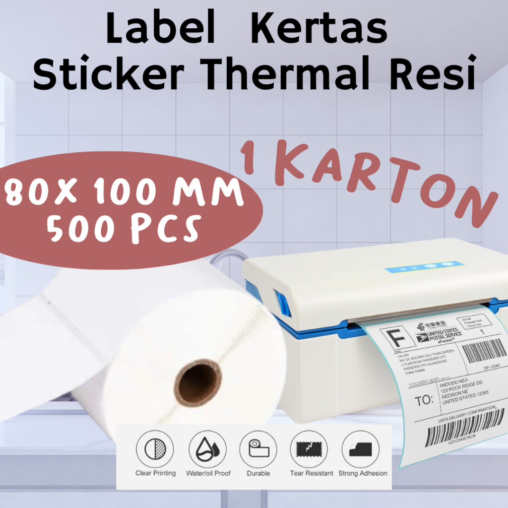 Jual Kertas Label Barcode 80x100mm - Stiker Label Thermal 80mm - 500 ...