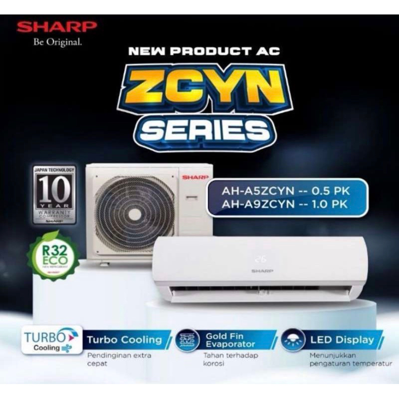 Jual AC SHARP 1/2 PK 05ZCYN + PASANG (BINJAI) | Shopee Indonesia