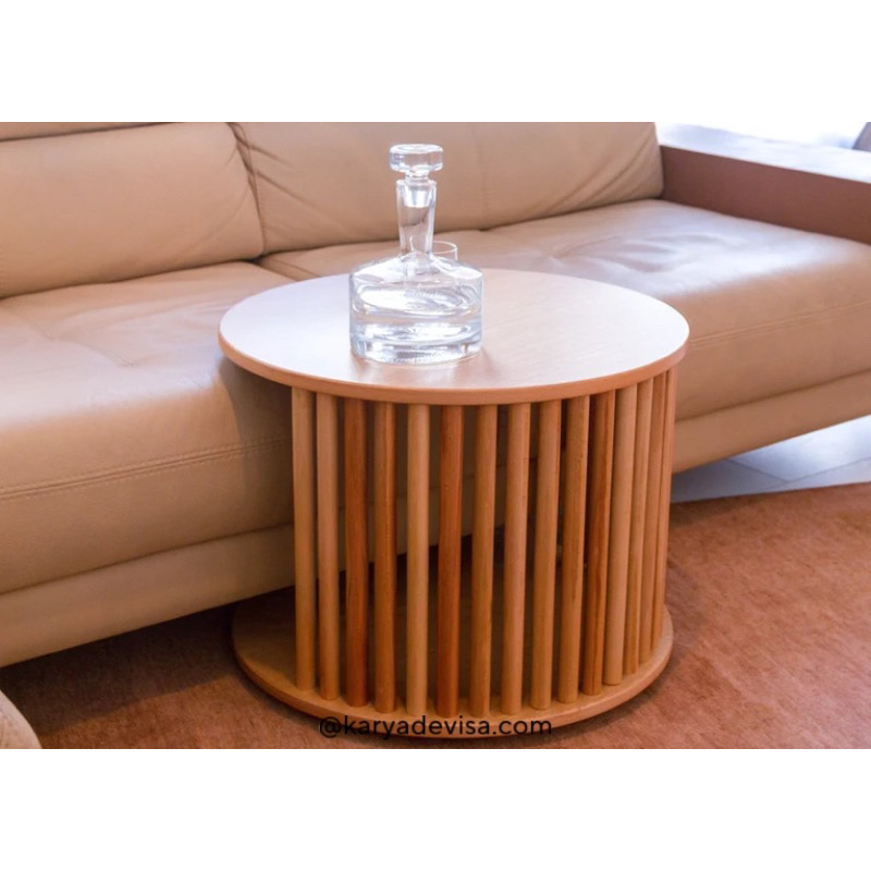 Jual Round table solid wood / meja bulat ruang tamu minimalis interior ...