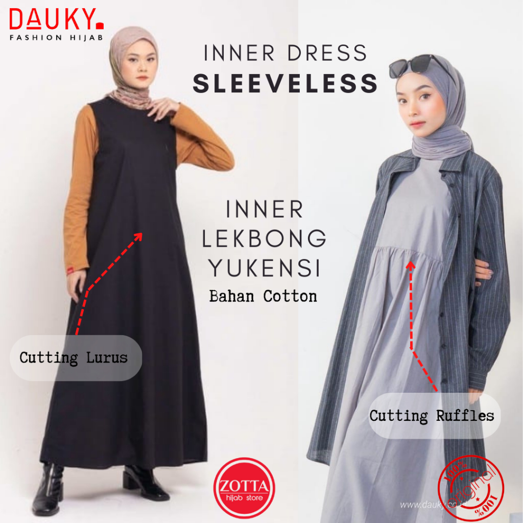 Jual Inner Dress Sleeveless Cotton Dauky Lekbong Yukensi (cutting lurus ...