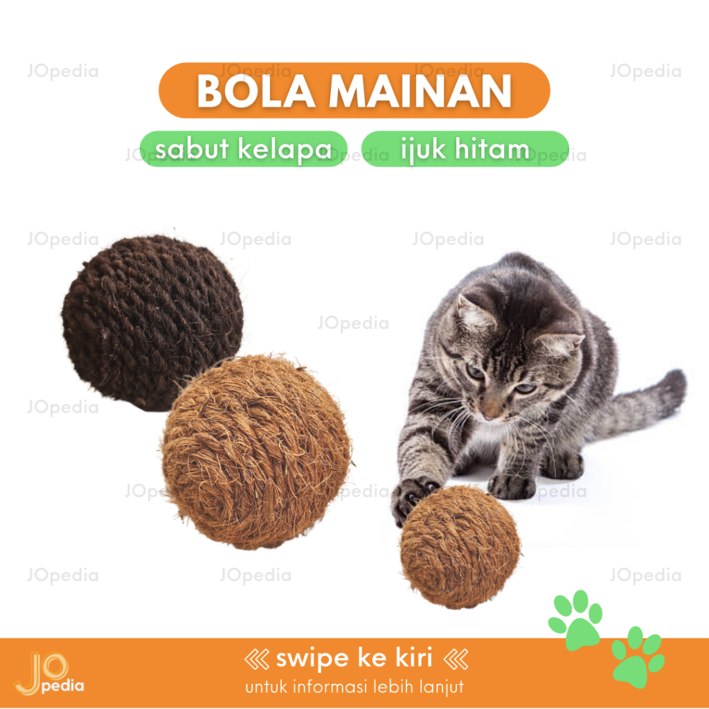 Jual BOLA MAINAN Kucing Sabut Kelapa Ijuk Hitam Mainan Gigit Anjing Pet ...