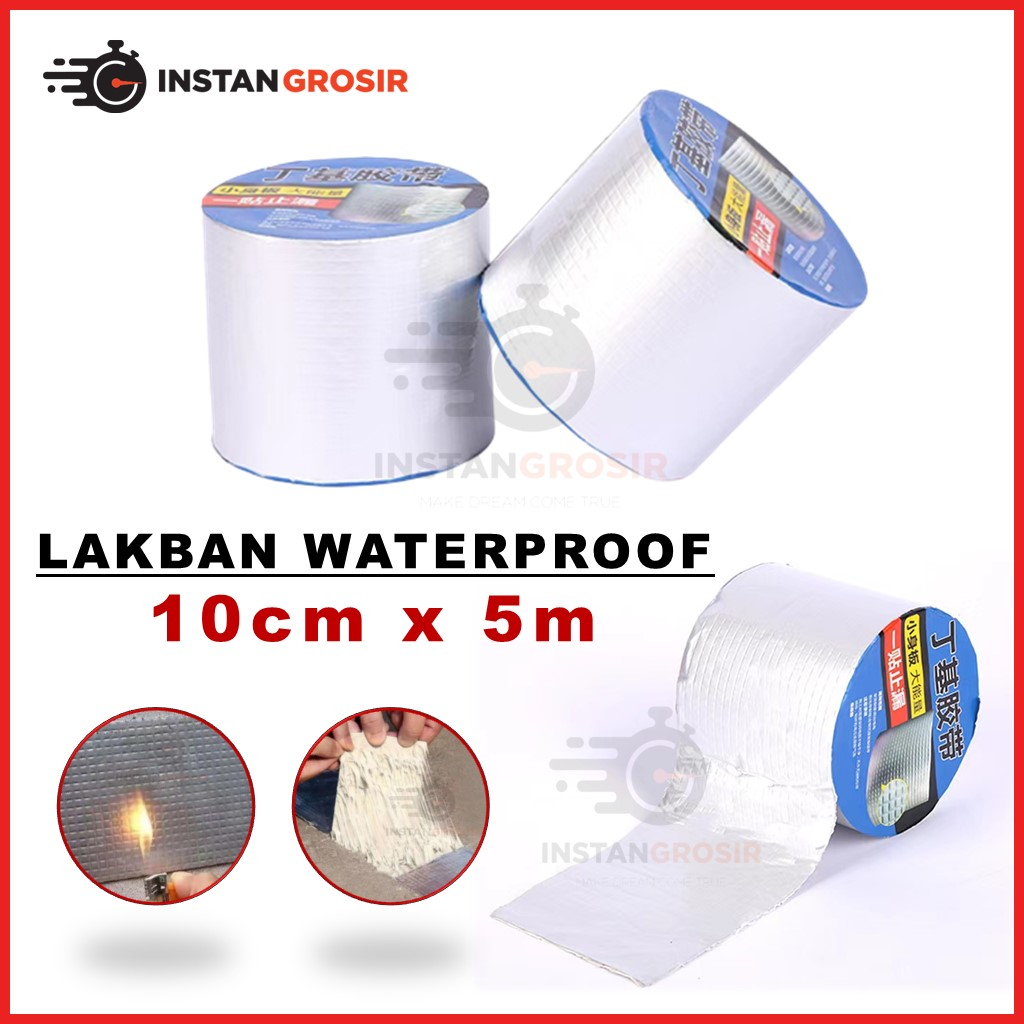 Jual Lakban Waterproof Anti Bocor 10cmx5m Lem solasi waterpruf tep Anti Air Aluminium Foil butyl ...