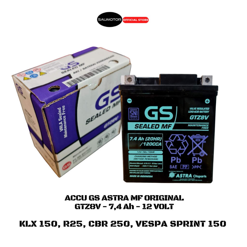 Jual Saumotor Accu Gs Astra Gtz8V Aki Kering Klx150 Cbr250 R25 Sprint ...