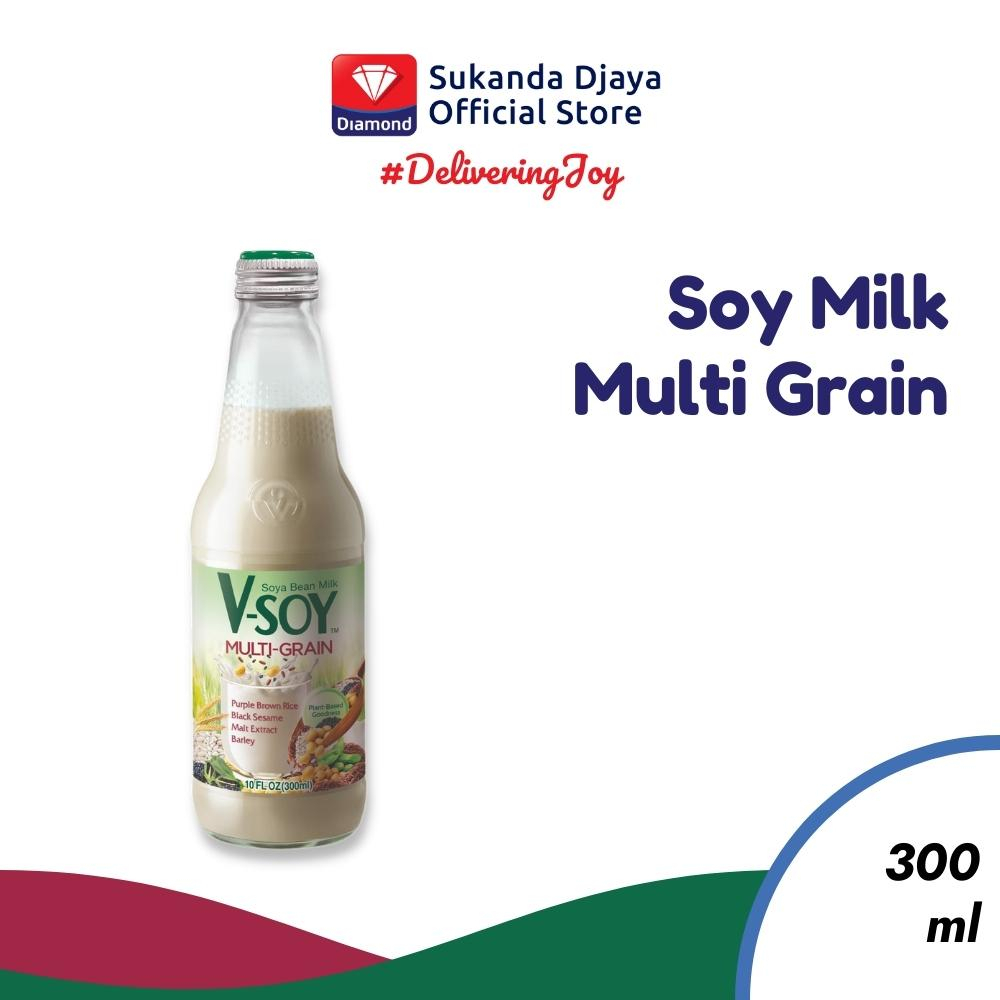 Jual V-Soy Susu Kedelai Multi Grain Soy Milk Botol Gelas 300 Ml ...
