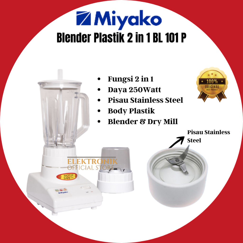 Jual Miyako Blender BL 101PL 1 Liter Plastik/BL101PL/BL101 PL/BL-101PL ...