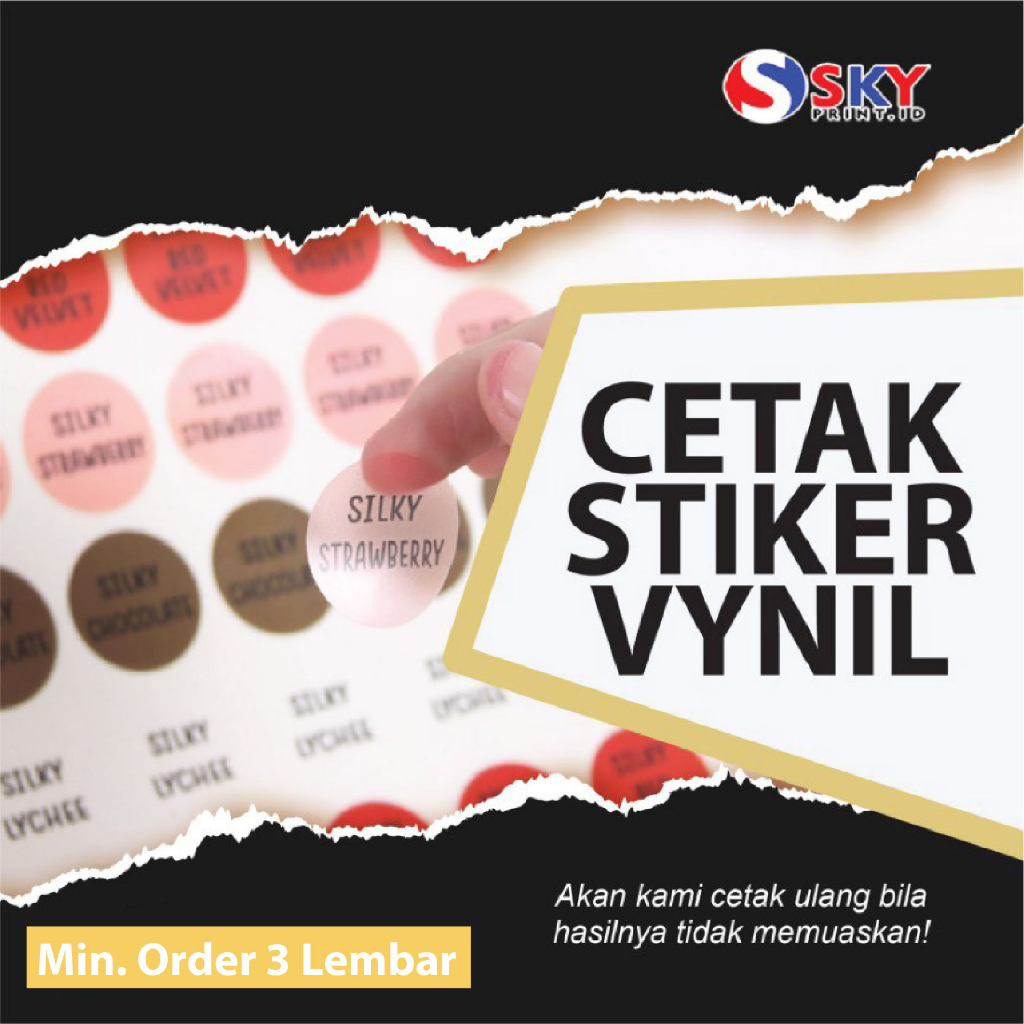 Jual Cetak Sticker Label transparan, matte. glossy Murah ukuran kertas ...