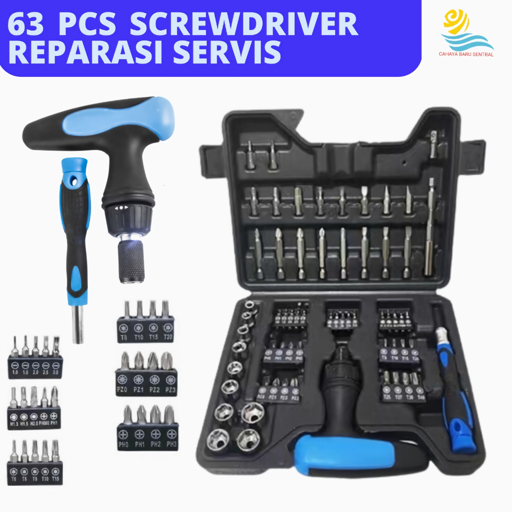 Jual SCREWDRIVER BIT SET 63pcs // OBENG SET 63 PCS MATABOR | Shopee Indonesia