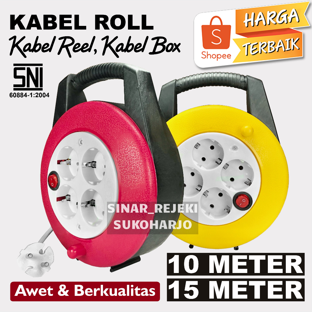 Jual Kabel Rol / Kabel Roll / Kabel Gulung 4 Lubang 10M 10 METER 15M 15 METER FULL + Saklar ...