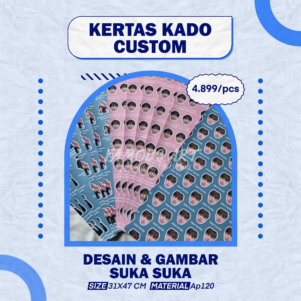 Jual CETAK KERTAS KADO CUSTOM WAJAH AYANG KPOP FOTO TULISAN ESTETIK ...