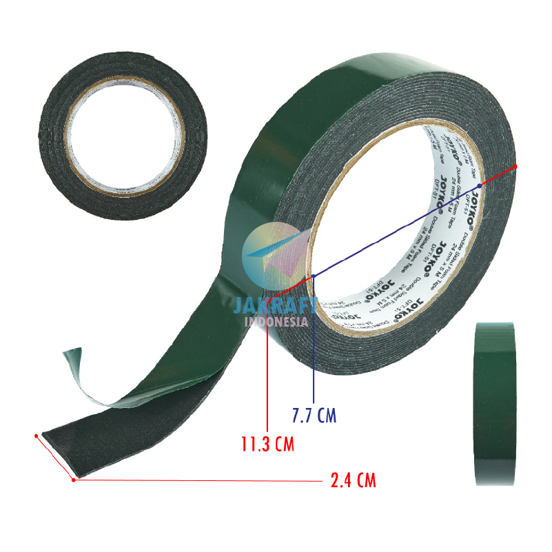 Jual (1 Roll) Double Tape Busa Foam JOYKO DFT-51 Hitam Black 1" Inch 24 ...