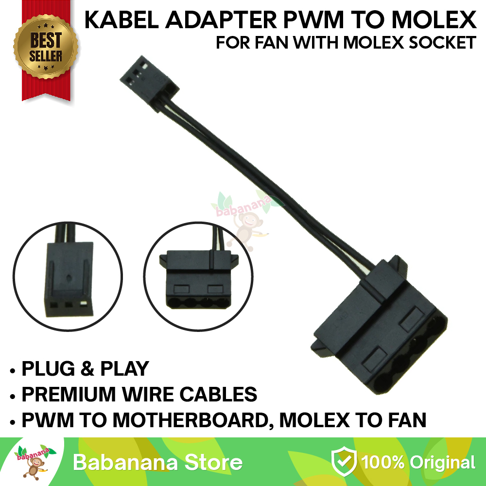 Jual Kabel PWM 3 Pin to Molex Converter Cooling Casing Adapter Fan ...
