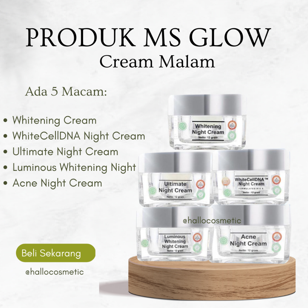 Jual CREAM MALAM MS GLOW WHITENING NIGHT CREAM / ULTIMATE CREAM ...