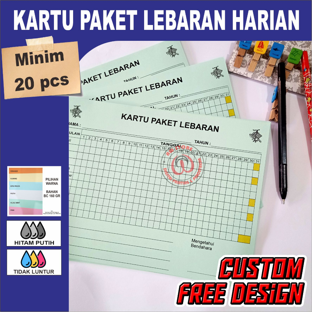 Jual KARTU PAKET LEBARAN ISI 10 MODEL ISI BULANAN HARIAN / KARTU PARCEL ...
