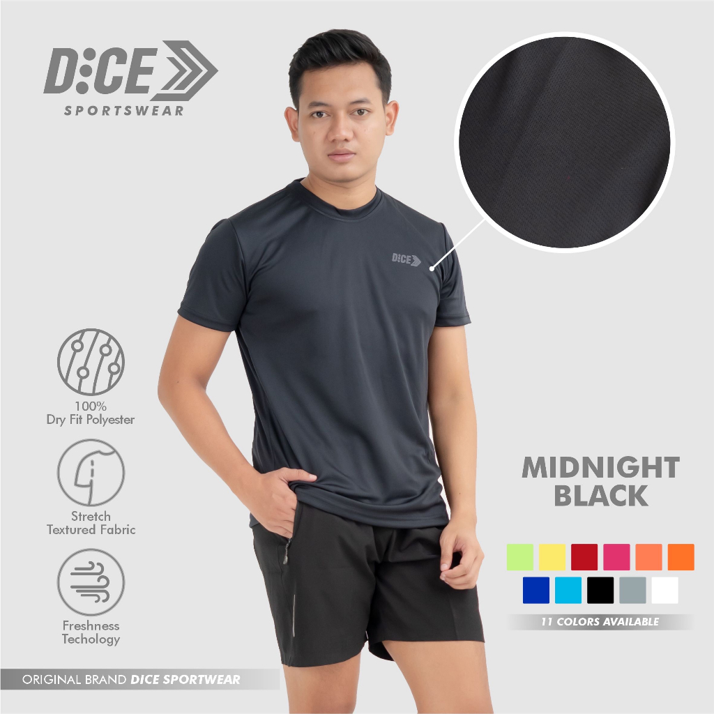 Jual Jersey Kaos Dy Fit Olahraga Polos Hitam Original Dice Midnight ...