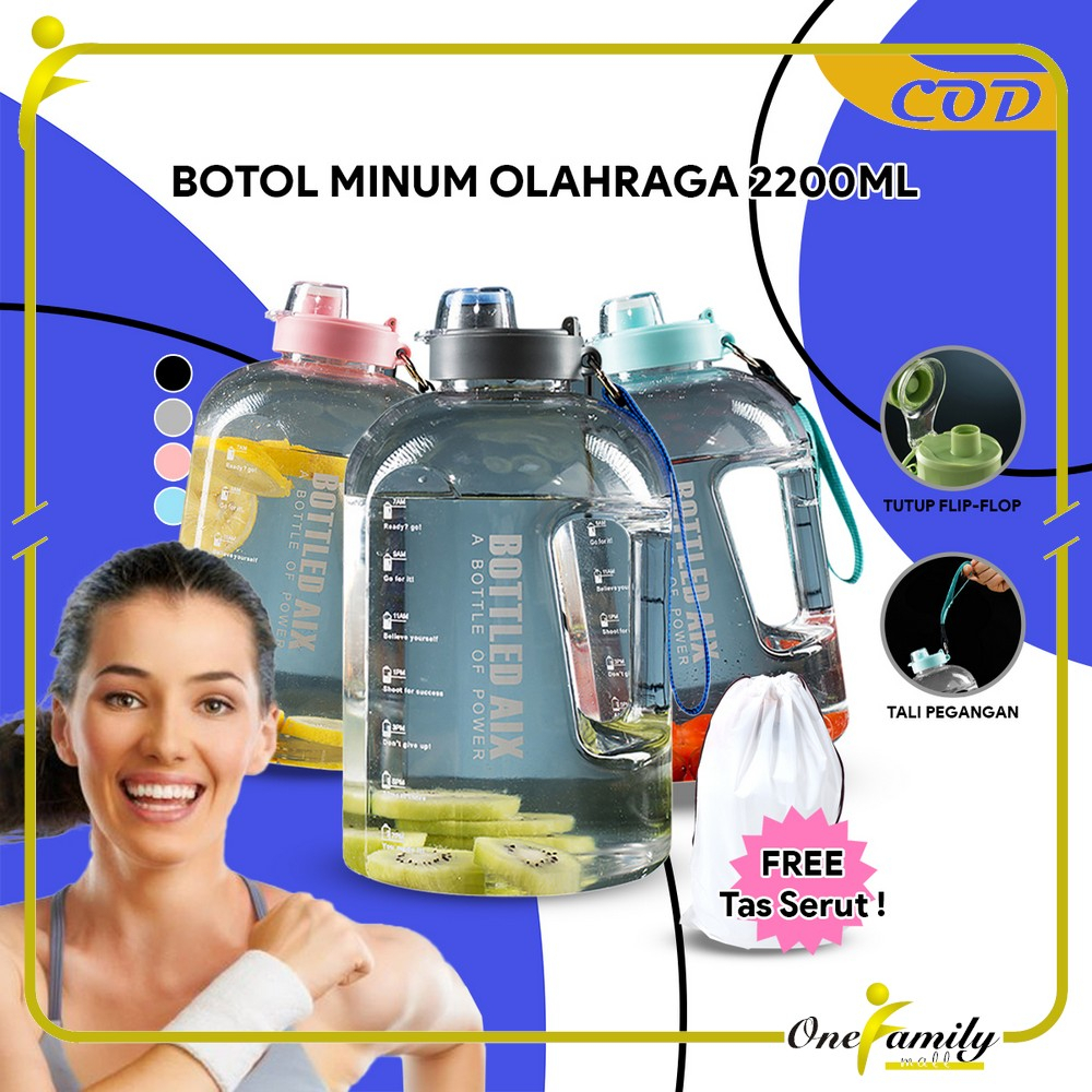 Jual ONE-C470 Botol Minum Transparan 2200ML Tumblr Botol Gym Bottle / Tempat Botol Minum ...