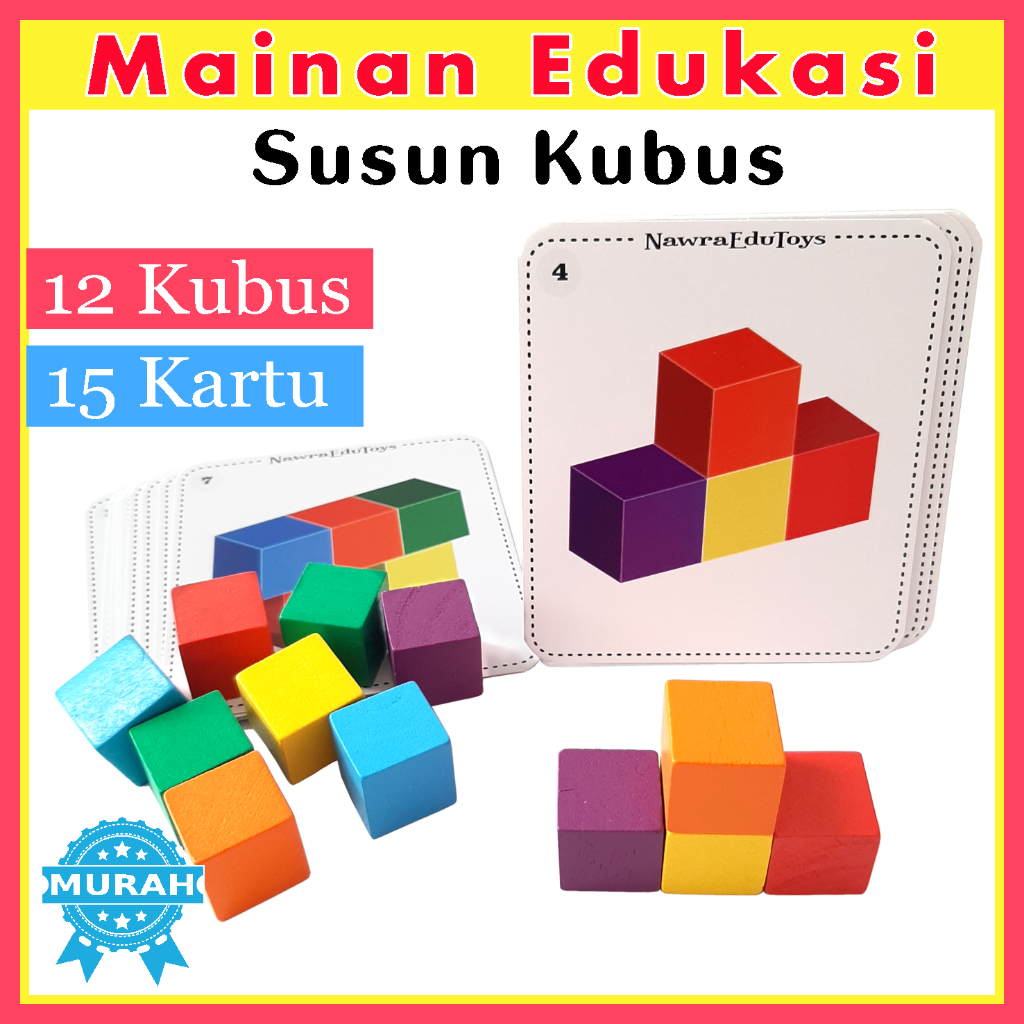 Jual Mainan Edukasi SUSUN KUBUS Montessori pola warna | Shopee Indonesia
