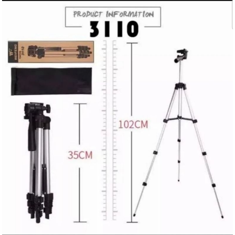 Jual tripod 3110 + holder hp, tinggi bisa 1 meter, bisa untuk kamera juga | Shopee Indonesia