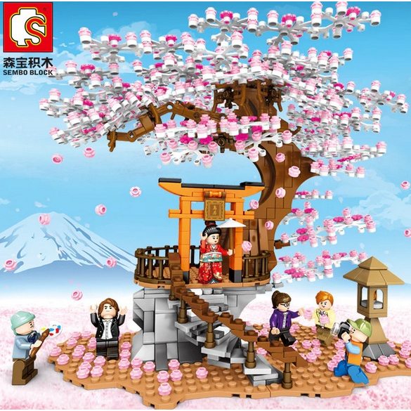 Jual Sembo 601076 Cherry Blossom Sakura Tree Brick Block -1167pcs ...