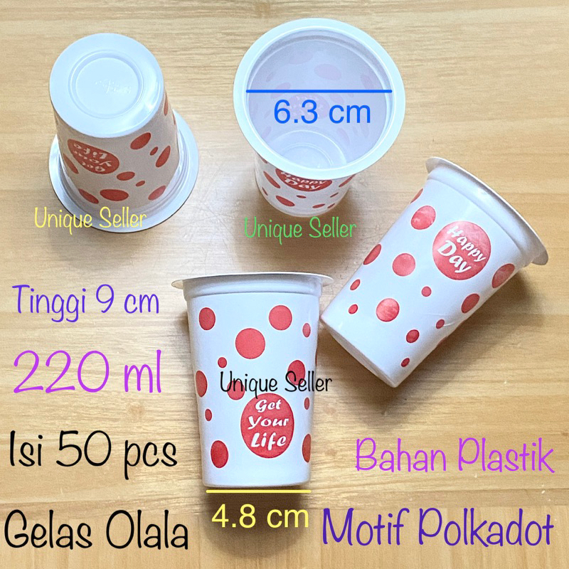 Jual [Isi50] Gelas Bola Bola Plastik Polkadot Merah / Cup Gelas Plastik ...