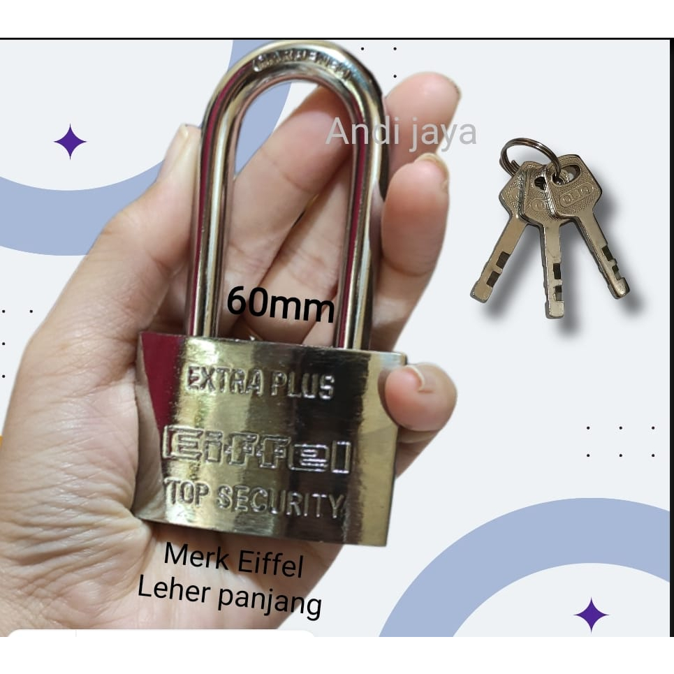 Jual Gembok anti maling / gembok pagar besar 60mm leher panjang OLIQ ...