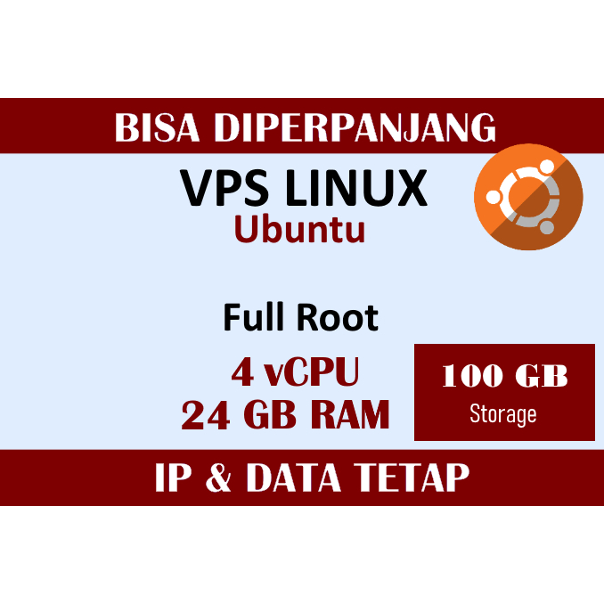 Jual VPS Linux Ubuntu 4vCPU - 24GB RAM - 100GB Storage - FULL ROOT ...