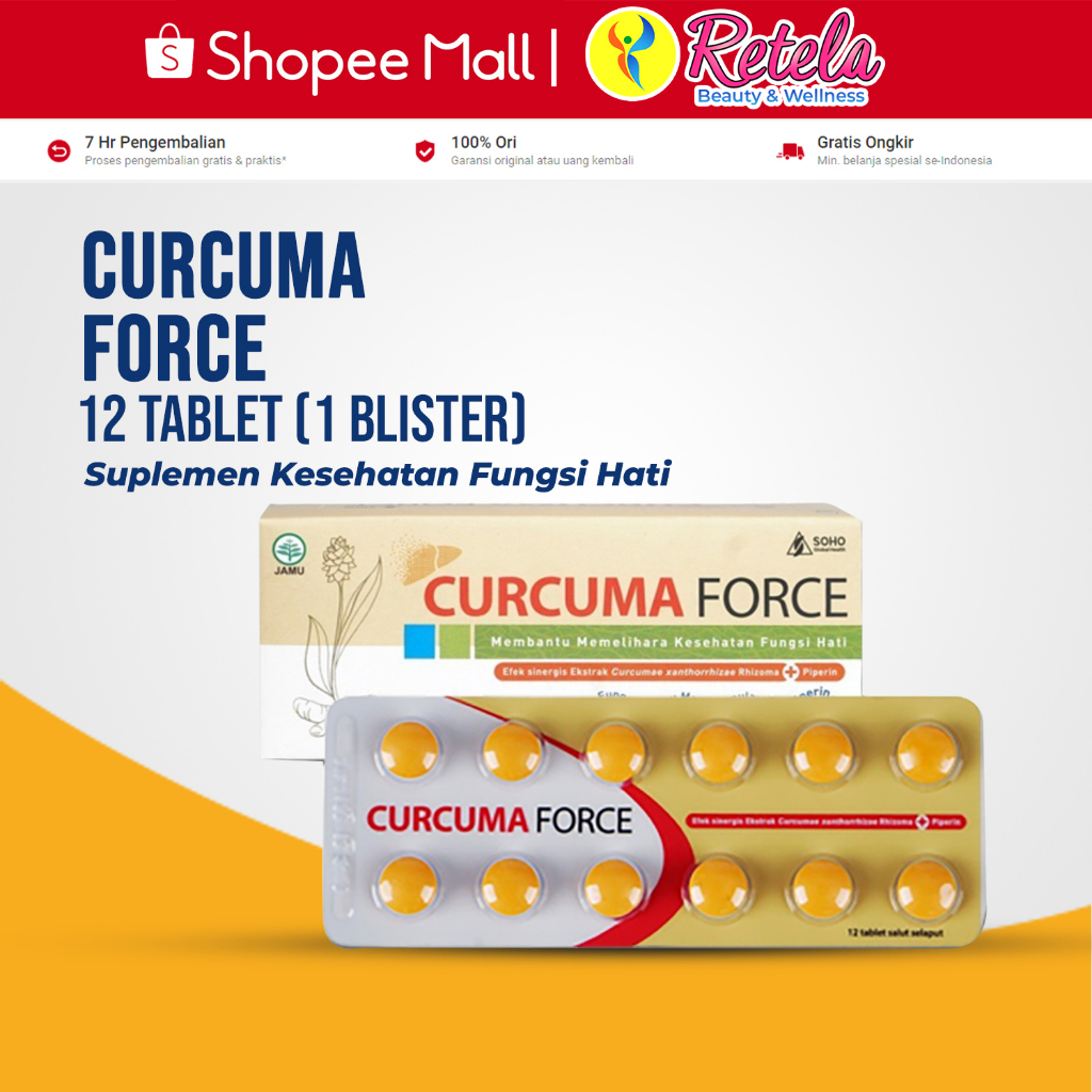 Jual Curcuma Force 1 Blister Isi 12 Tablet/Curcuma/Temulawak/Daya Tahan ...
