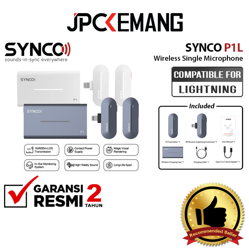 Jual Synco P1L Lightning Wireless Microphone TX+RX Synco P1 L Wireless Mic Garansi Resmi ...