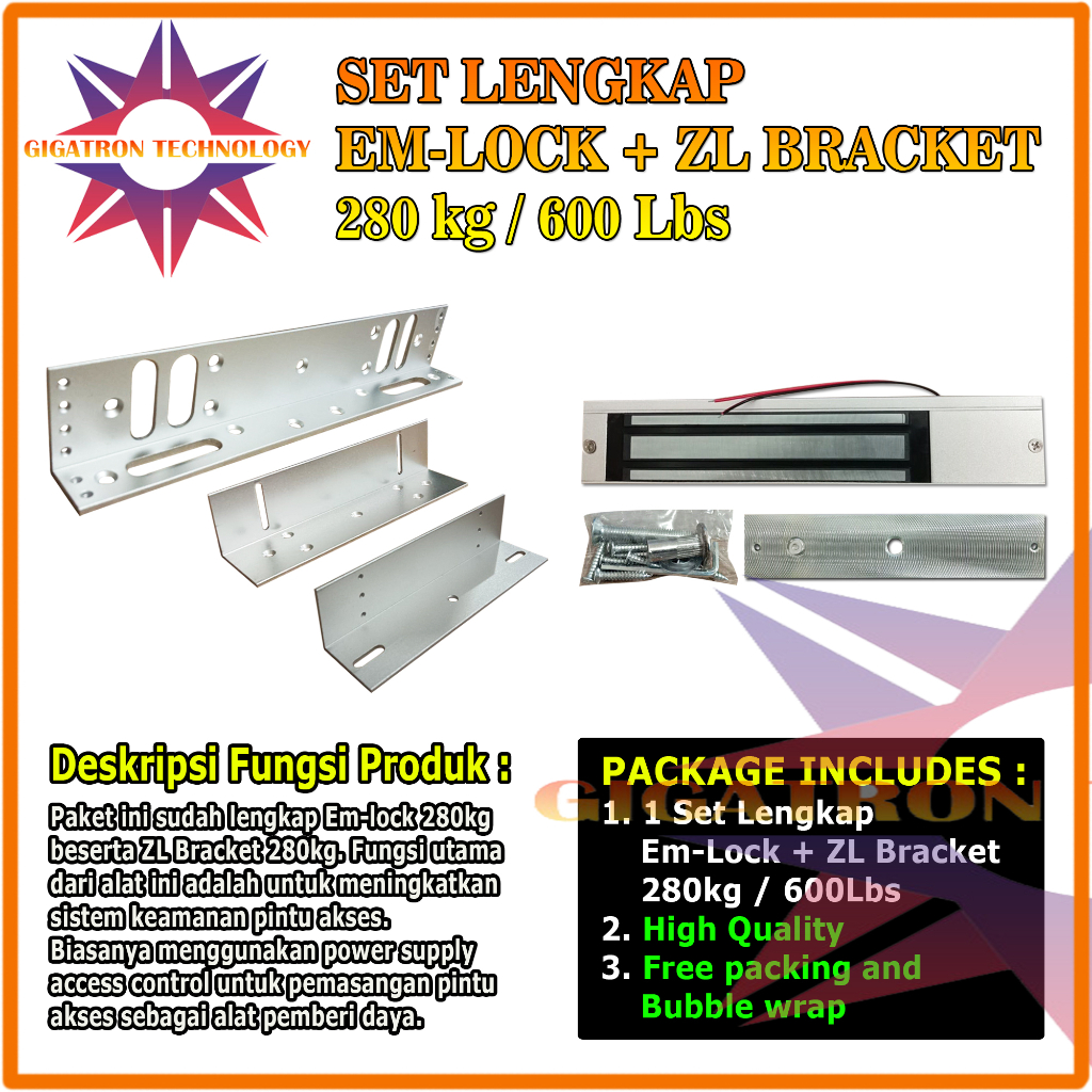 Jual Em Lock + Bracket LZ 280KG 600LBS Emlock Magnetic Door Lock 280kg ...