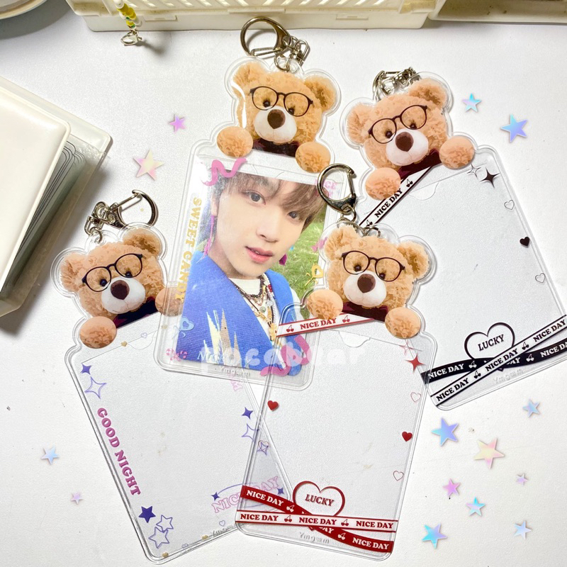 Jual [LAST STOCK] Photocard holder Bear/Beruang dengan keyring/gantungan kunci || pc holder ...
