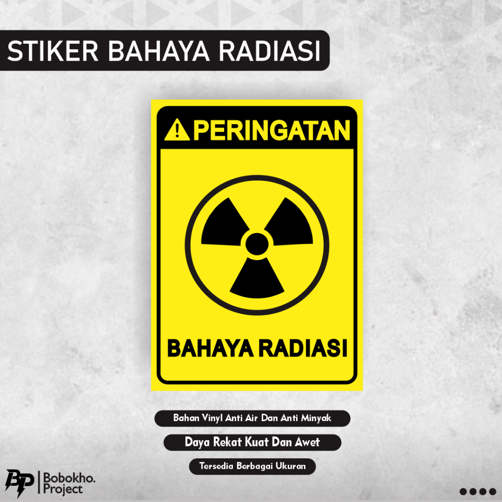 Jual Sticker Peringatan bahaya radiasi / stiker awas bahaya radiasi ...