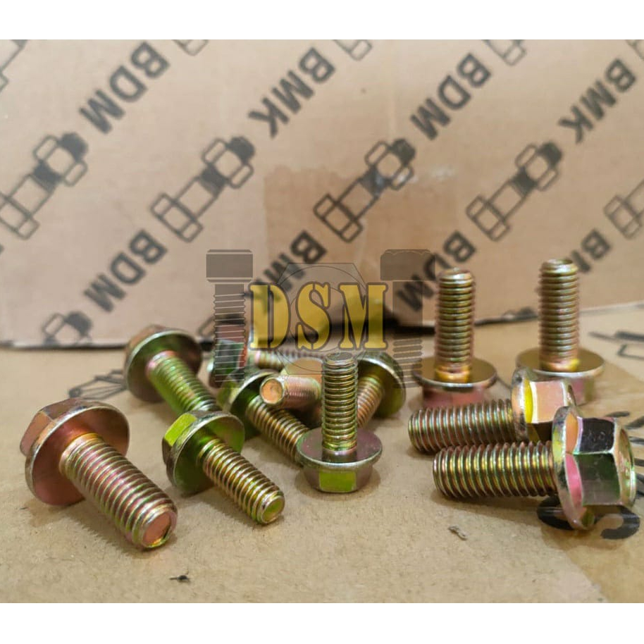 Jual 5 pcs M6x60 Baut Flange Flange Bolt M6 Baut 10 Topi Kunci 10 Kuning | Shopee Indonesia