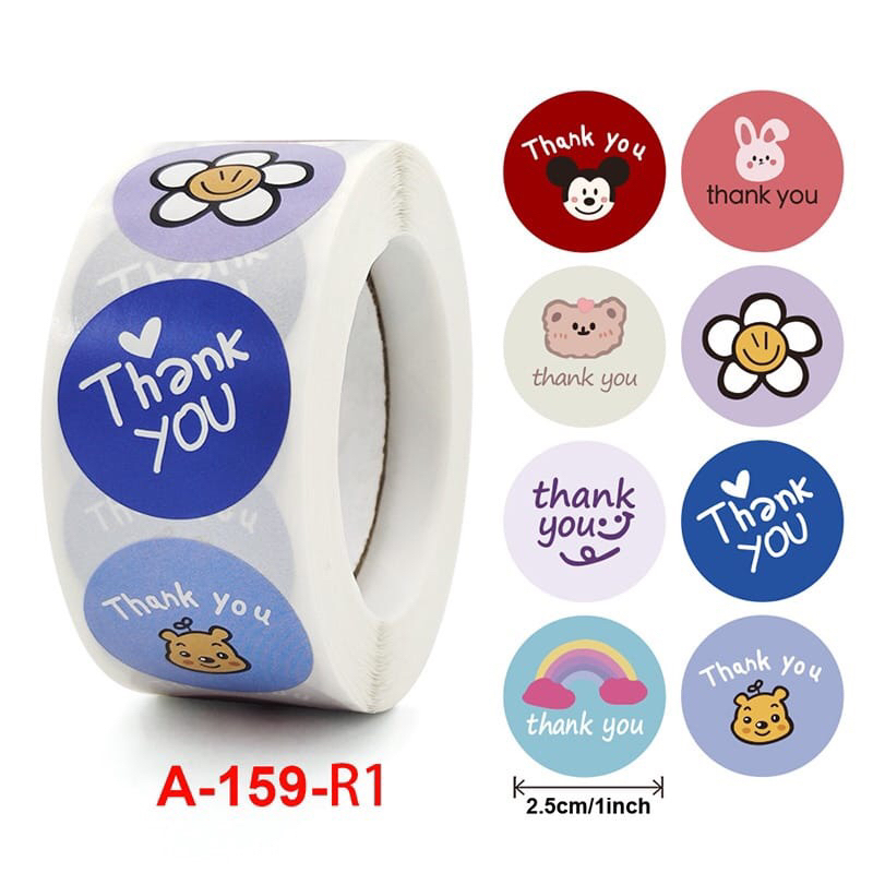 Jual sticker thank you / sticker terima kasih / sticker bulat thank you ...