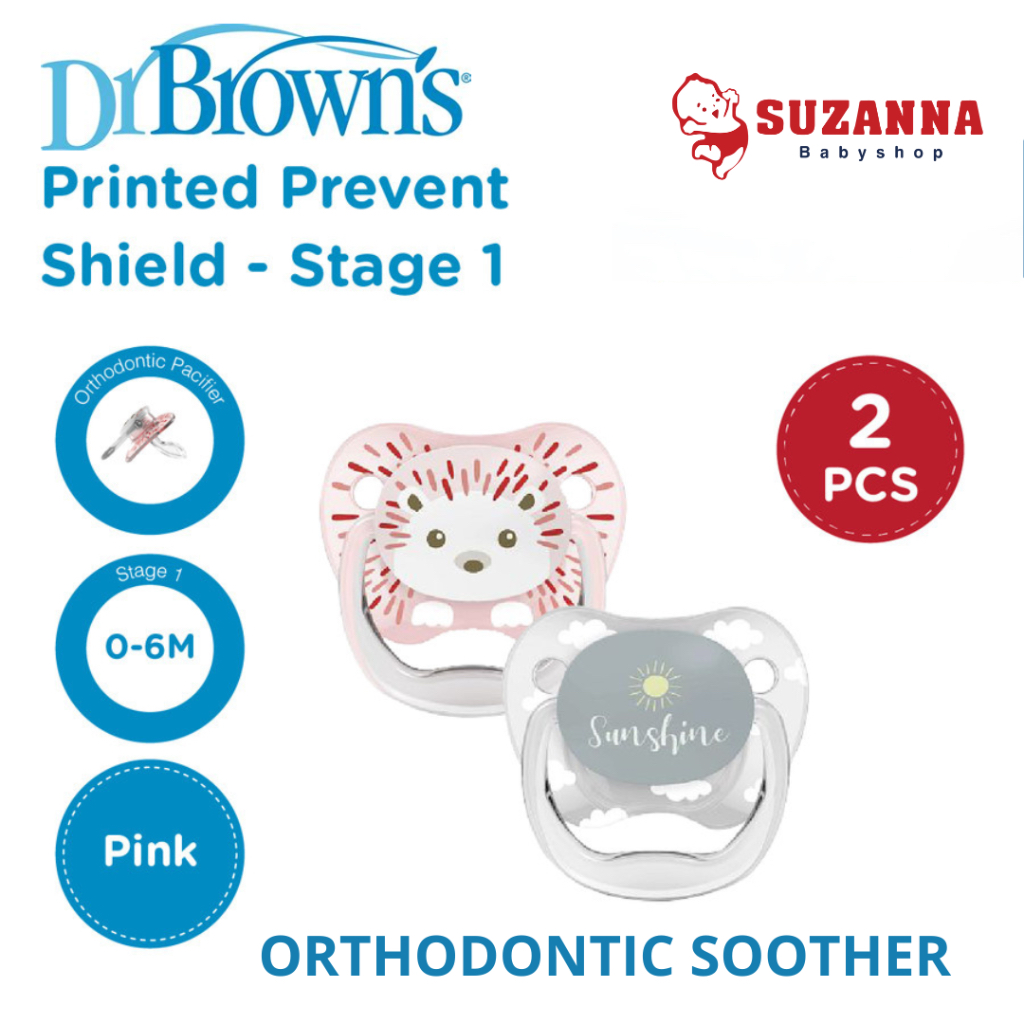 Jual Dr.Brown's Printed Shield Pacifier Stage 1 (0-6M) 2pcs / Dr Brown ...